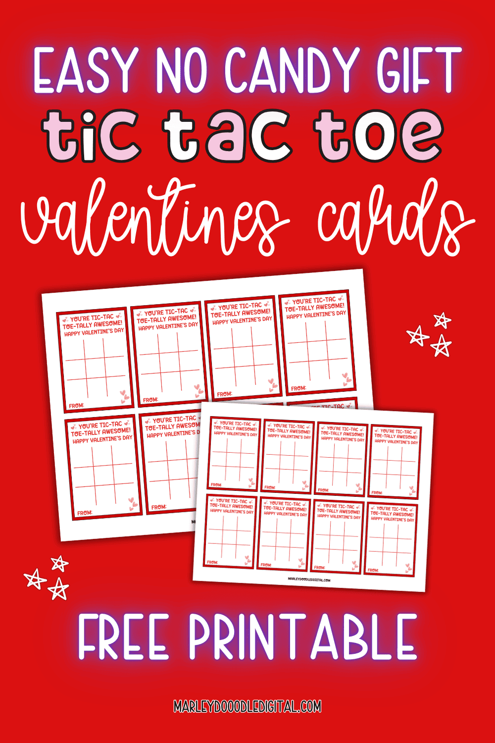 Cute & Free Printable Tic Tac Toe Valentine Day Cards - Marley Doodle ...