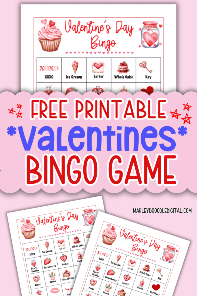 Free Printable Valentine Bingo Game with 60 Unique Cards! - Marley ...