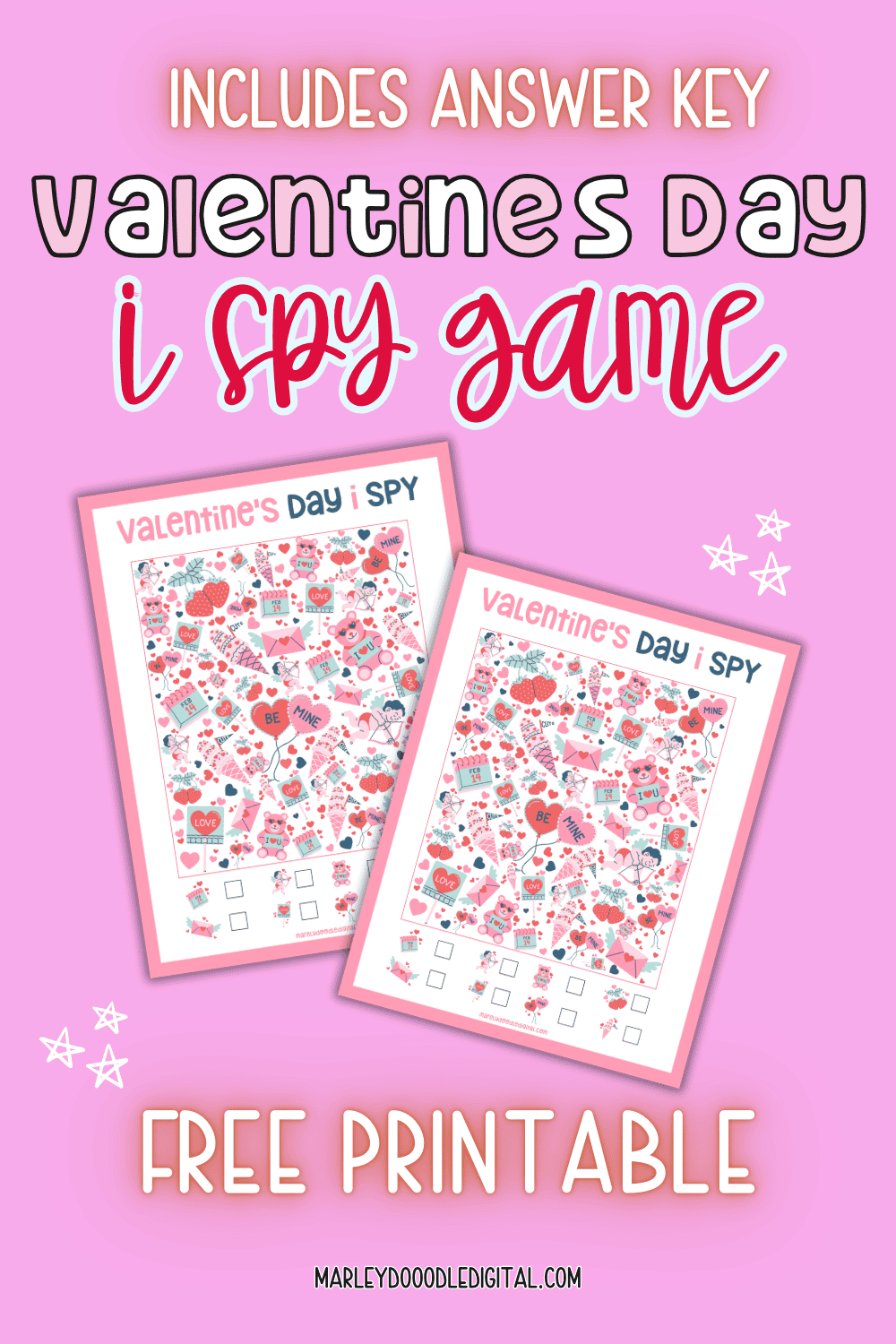 Cute & Fun Valentine's Day I Spy Printable - Marley Doodle Digital