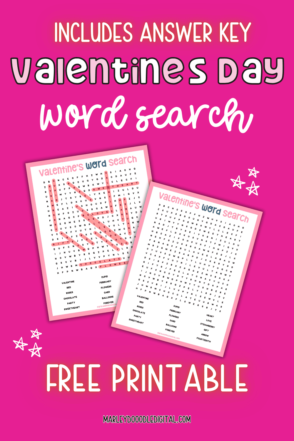 Fun Valentine Word Search Puzzle for Kids (Free Printable) - Marley ...