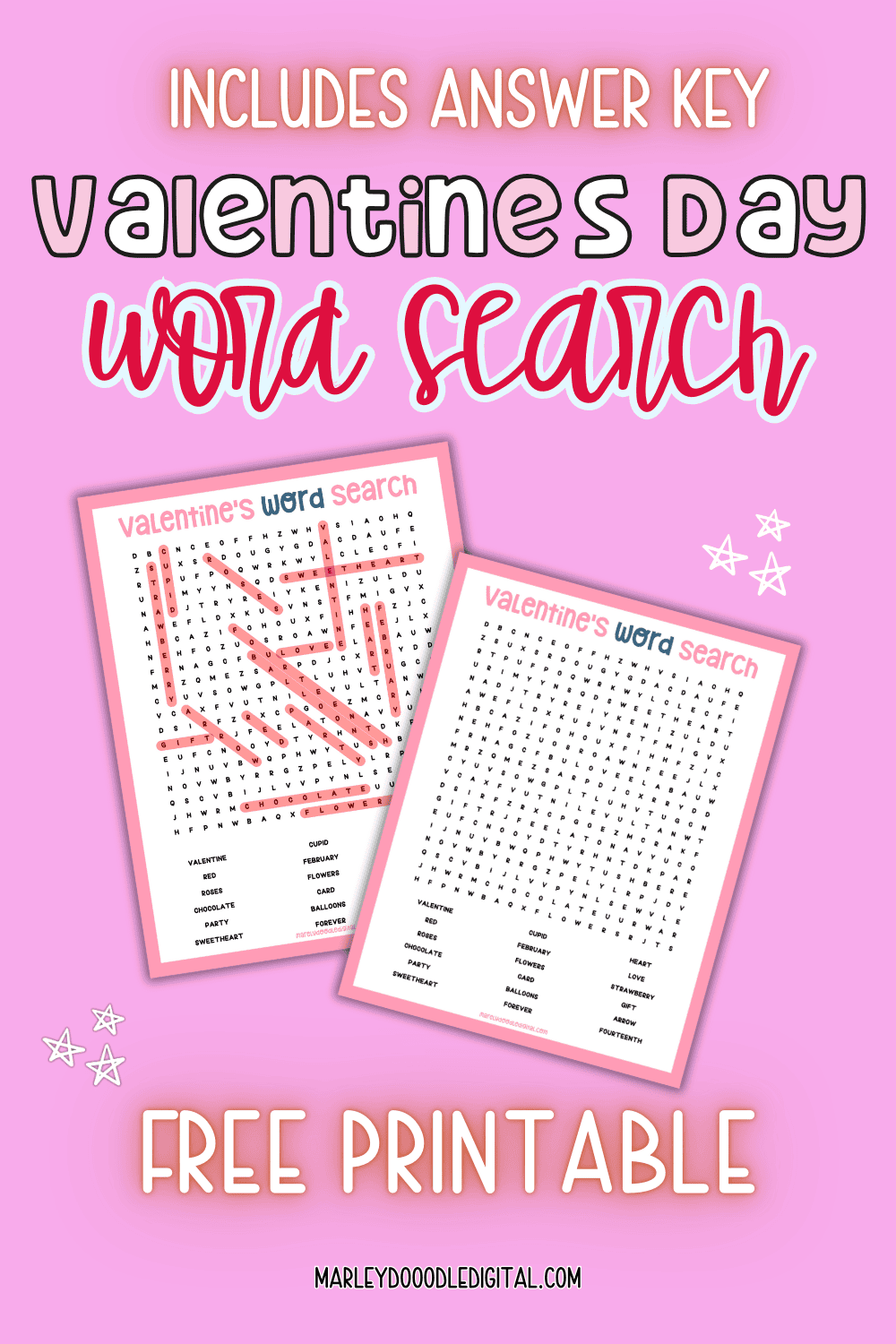 Fun Valentine Word Search Puzzle for Kids (Free Printable) - Marley ...