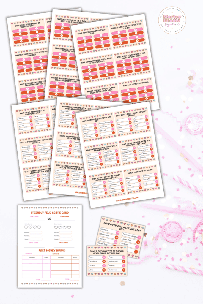 Valentine's Family Feud Game - 48 Free Printable Questions - Marley ...