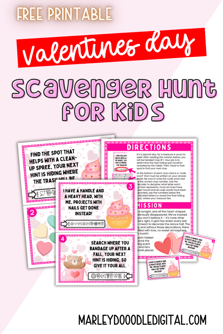 Fun DIY Valentines Day Scavenger Hunt - Marley Doodle Digital
