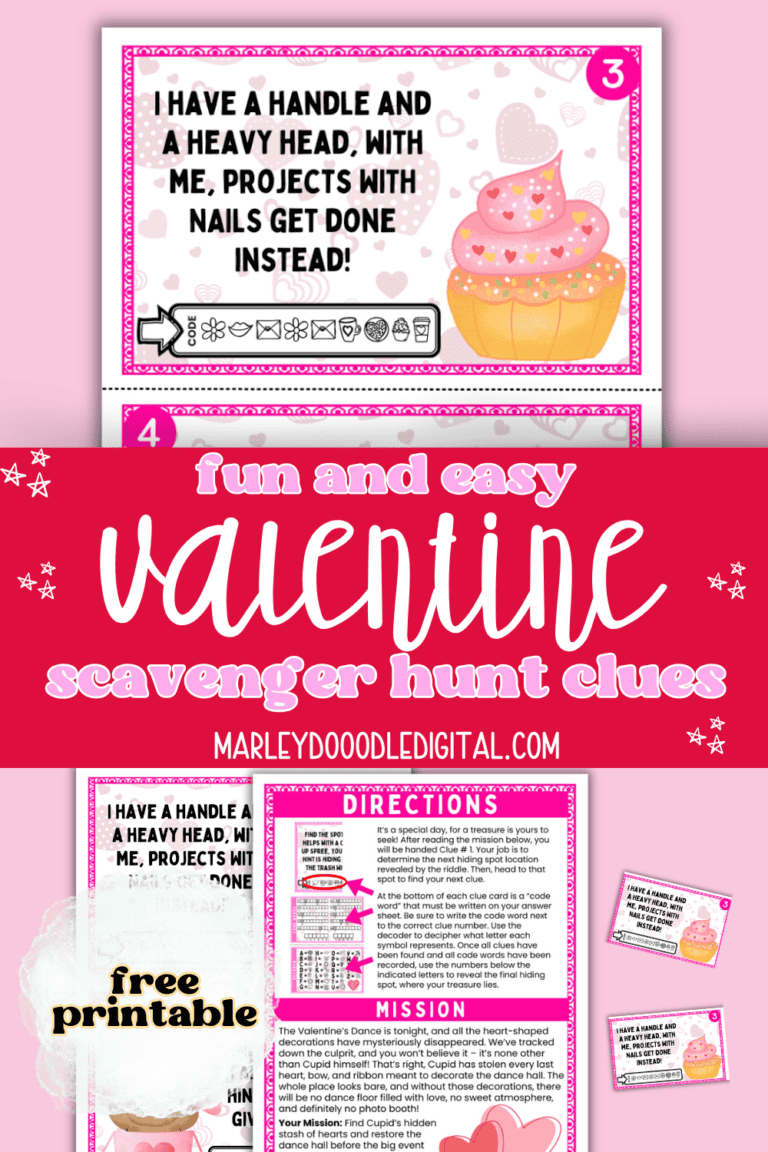 Fun DIY Valentines Day Scavenger Hunt - Marley Doodle Digital