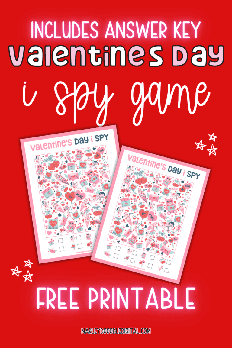 Cute & Fun Valentine's Day I Spy Printable - Marley Doodle Digital