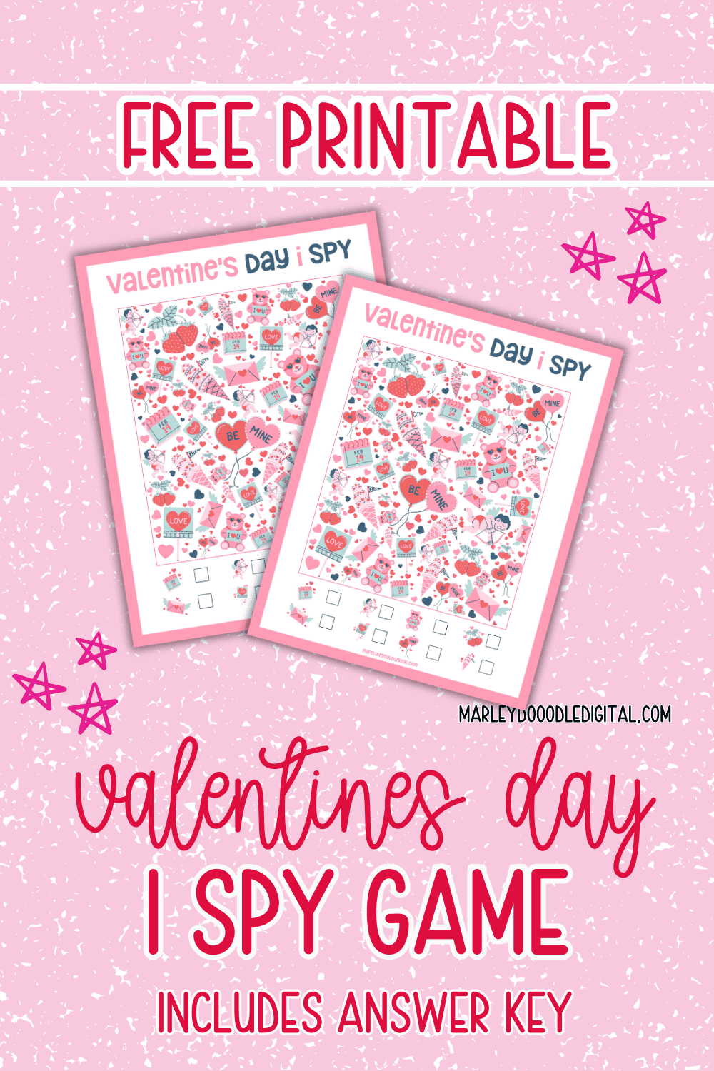 Cute & Fun Valentine's Day I Spy Printable - Marley Doodle Digital