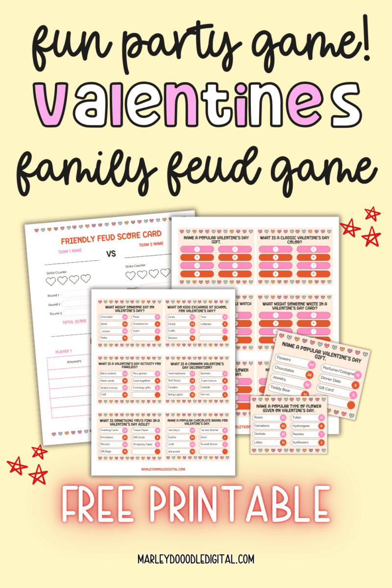 Valentine's Family Feud Game - 48 Free Printable Questions - Marley ...