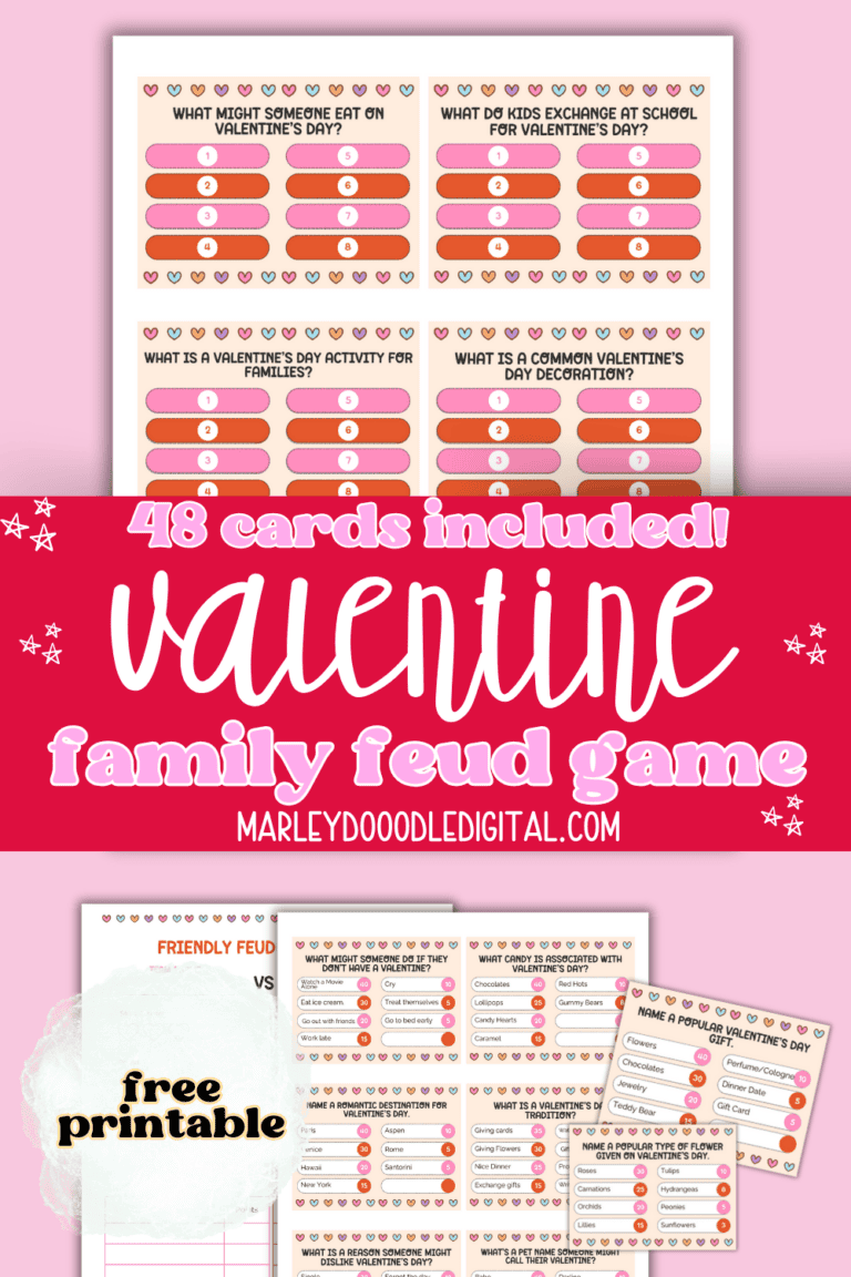 Valentine's Family Feud Game - 48 Free Printable Questions - Marley ...