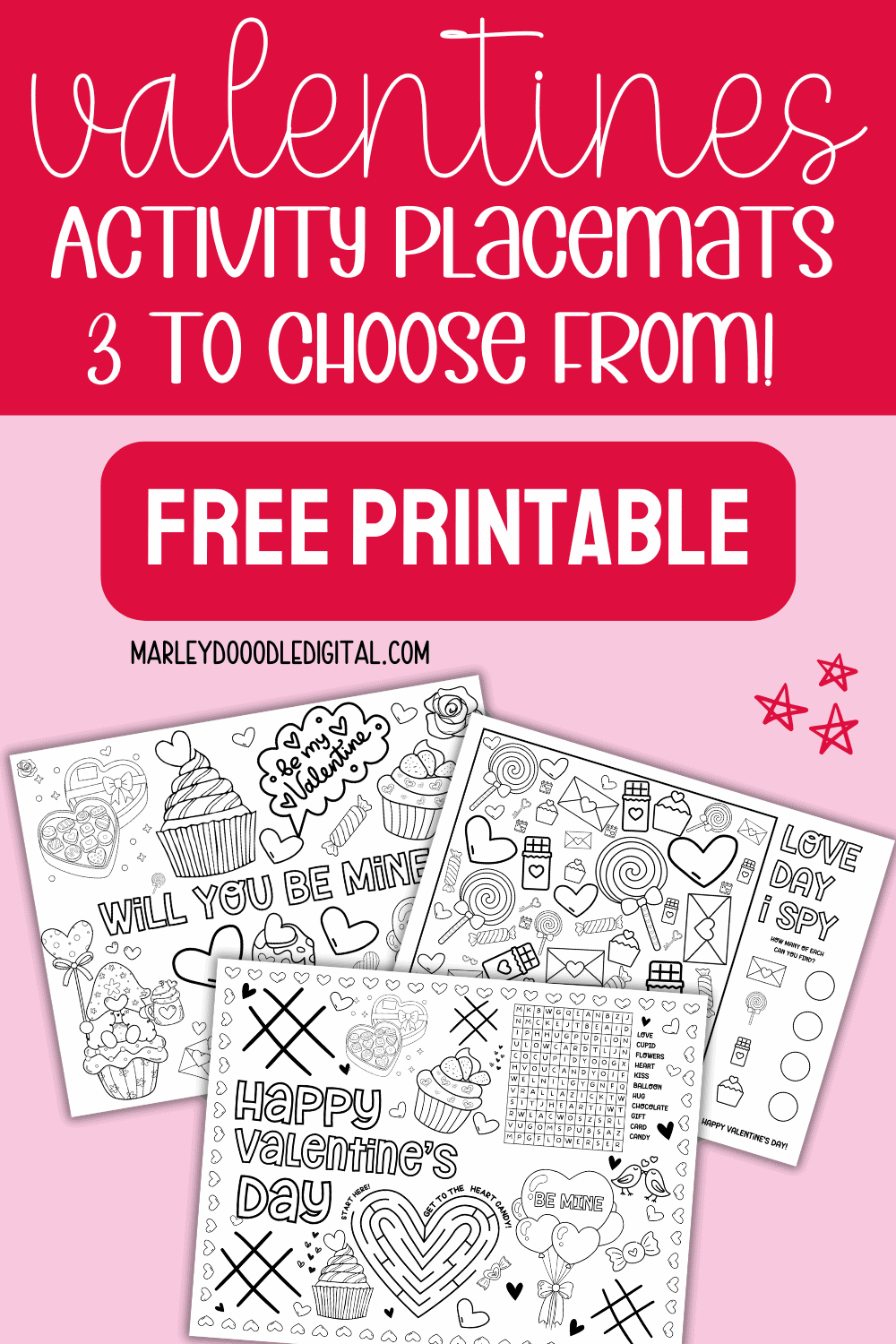 3 Cute and Free Printable Kids Valentine's Day Activity Placemats ...