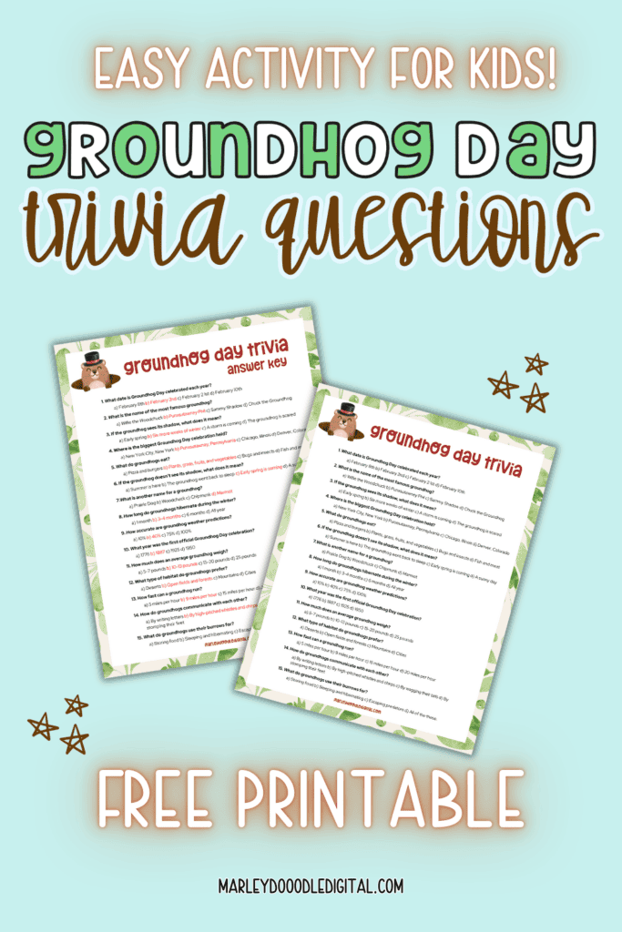 Free Printable Groundhog Day Trivia Questions (and answers!) - Marley ...