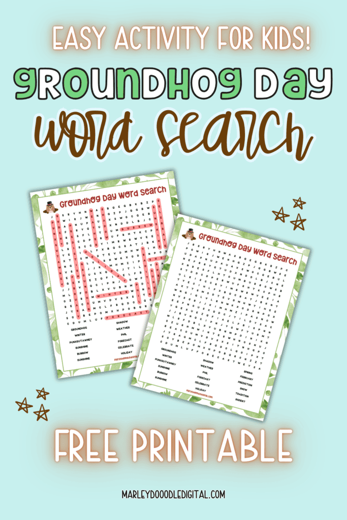 Easy Groundhog Day Word Search (Free Printable) - Marley Doodle Digital