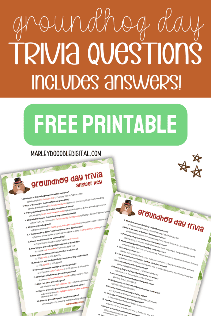 Free Printable Groundhog Day Trivia Questions (and answers!) - Marley ...