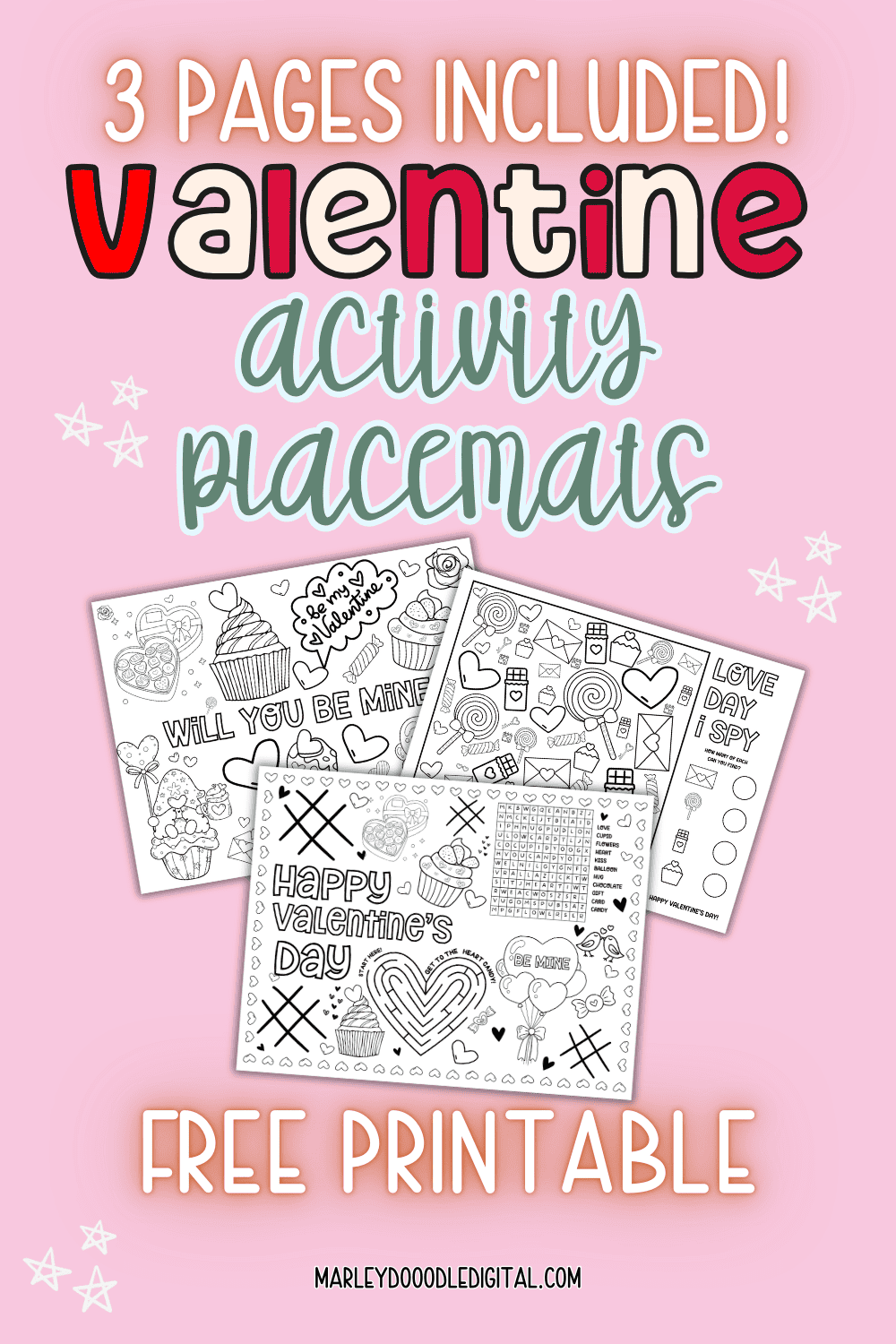 3 Cute and Free Printable Kids Valentine's Day Activity Placemats ...