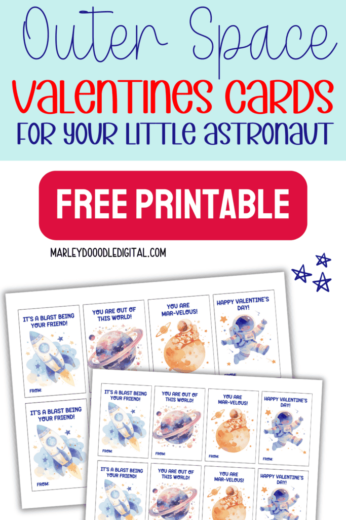Outer Space Valentine's Day Card (Free Printables!) - Marley Doodle Digital