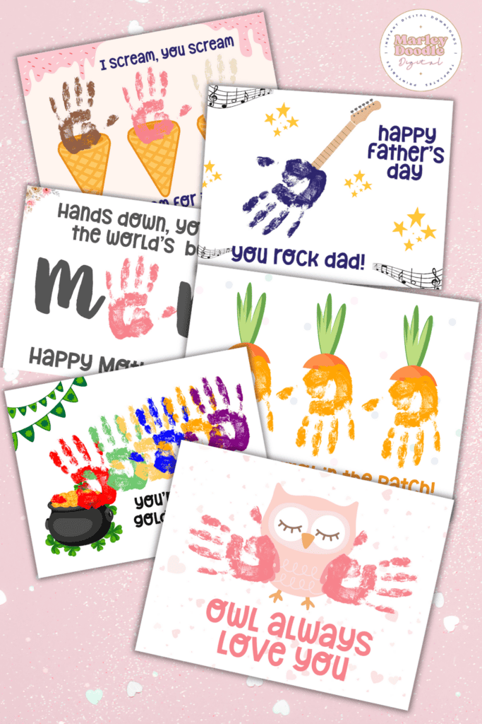 2026 Cute & Free 12 Month Handprint Art Calendar - Marley Doodle Digital