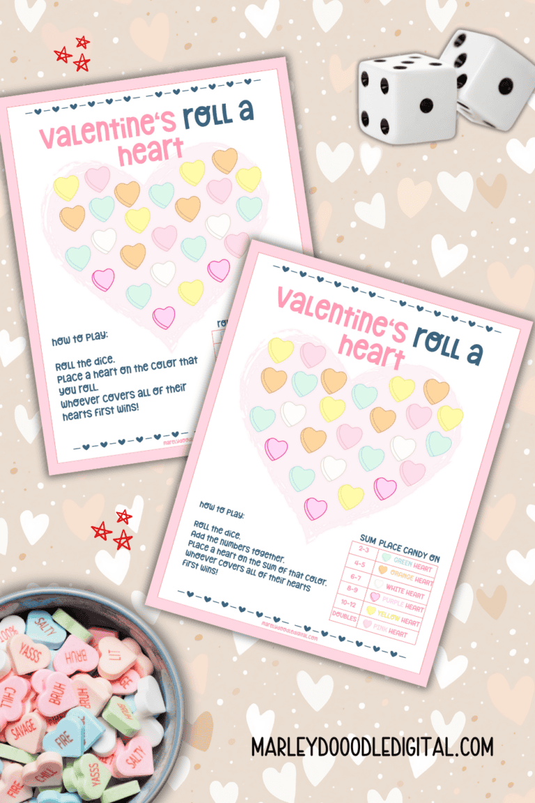 Valentine Roll a Heart Dice Game (Free Party Printable!) - Marley ...