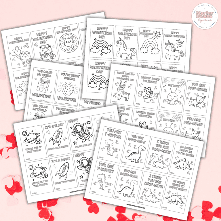 24 Free Printable Valentines Day Cards to Color (Cute Ideas!) - Marley ...