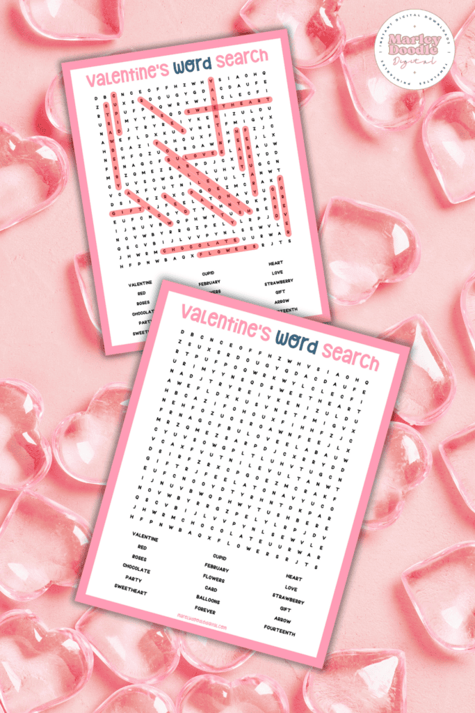 Fun Valentine Word Search Puzzle for Kids (Free Printable) - Marley ...