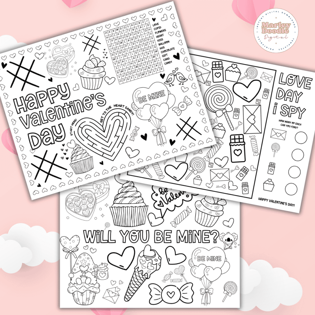 3 Cute and Free Printable Kids Valentine's Day Activity Placemats ...
