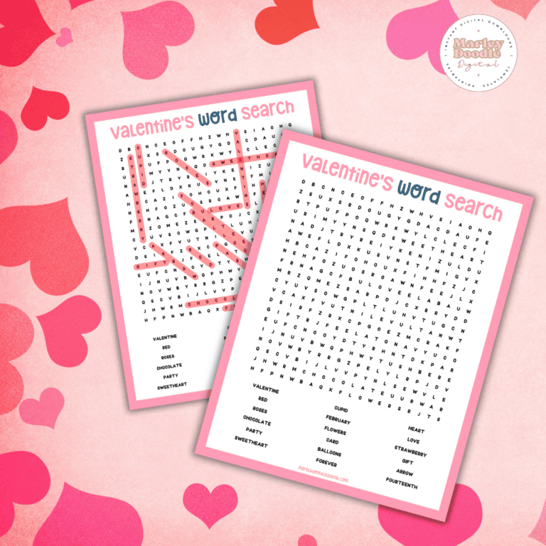 Fun Valentine Word Search Puzzle for Kids (Free Printable) - Marley ...