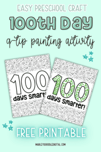 100th Day of School Q-Tip Painting Activity - Marley Doodle Digital