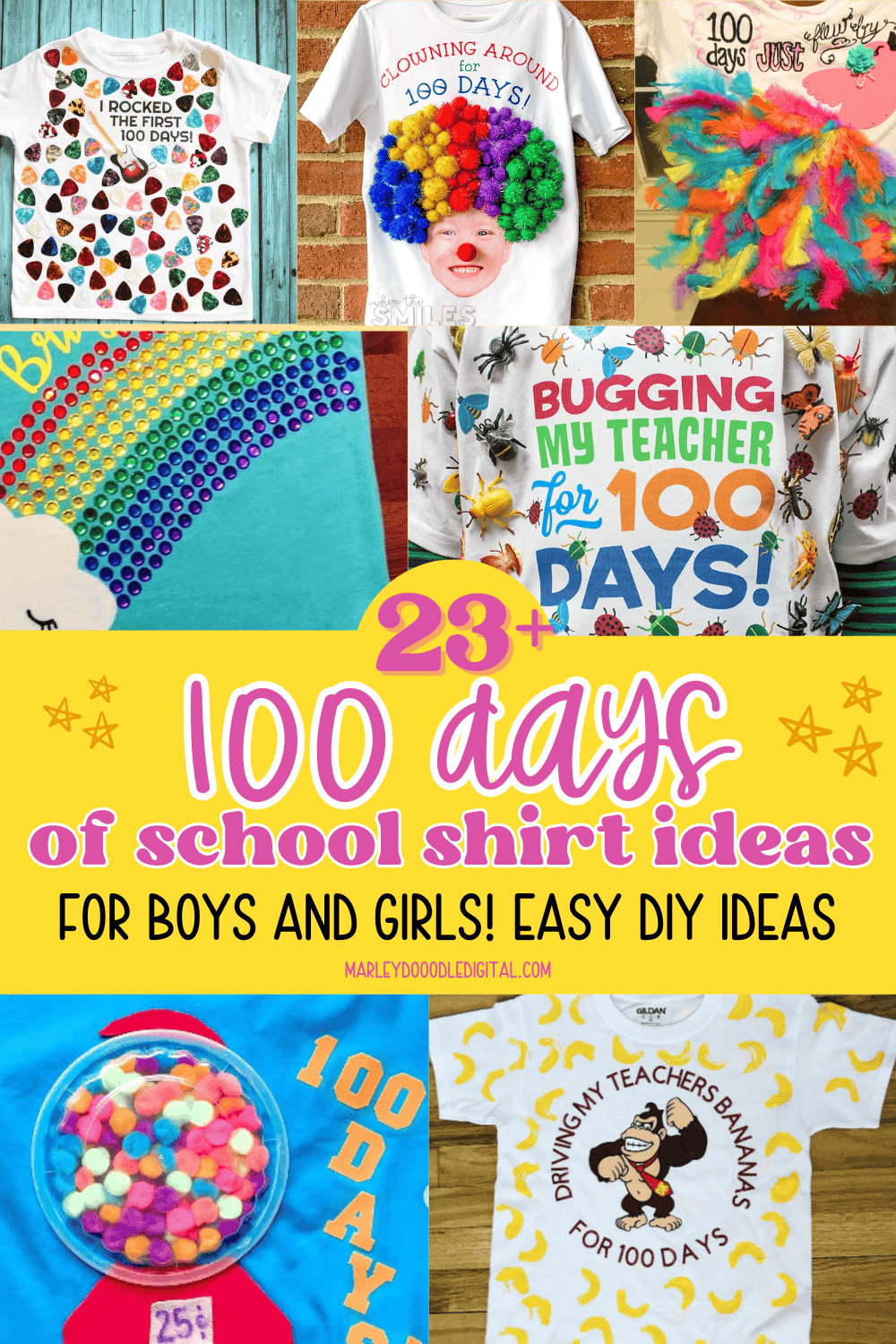 27 Fun DIY 100 Days of School Shirt Ideas - Marley Doodle Digital