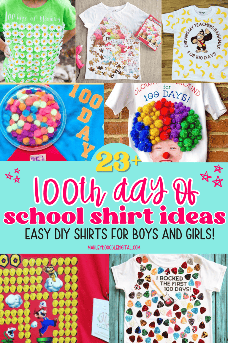 27 Fun DIY 100 Days of School Shirt Ideas - Marley Doodle Digital