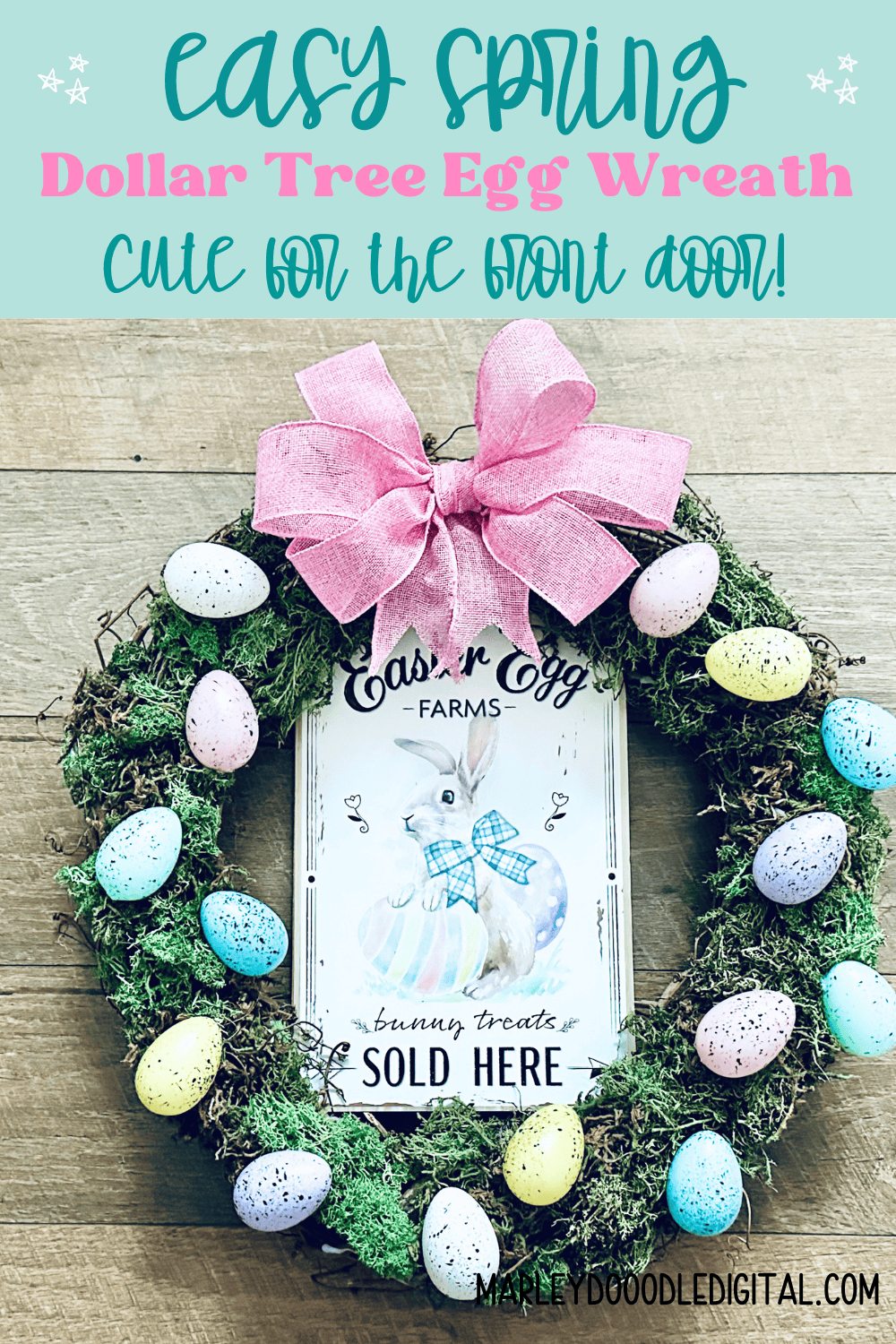 Fun DIY Dollar Tree Easter Egg Wreath - Marley Doodle Digital