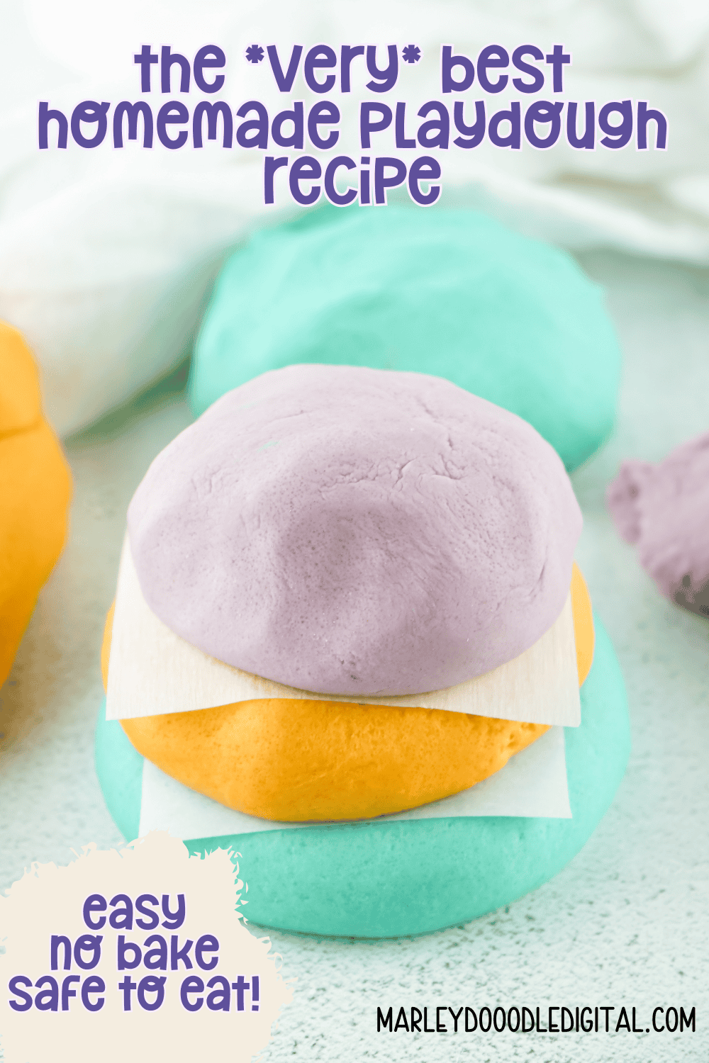 5 Ingredient Homemade Playdough (No Cook Recipe) - Marley Doodle Digital