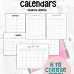August Monthly Calendar Printables - Marley Doodle Digital