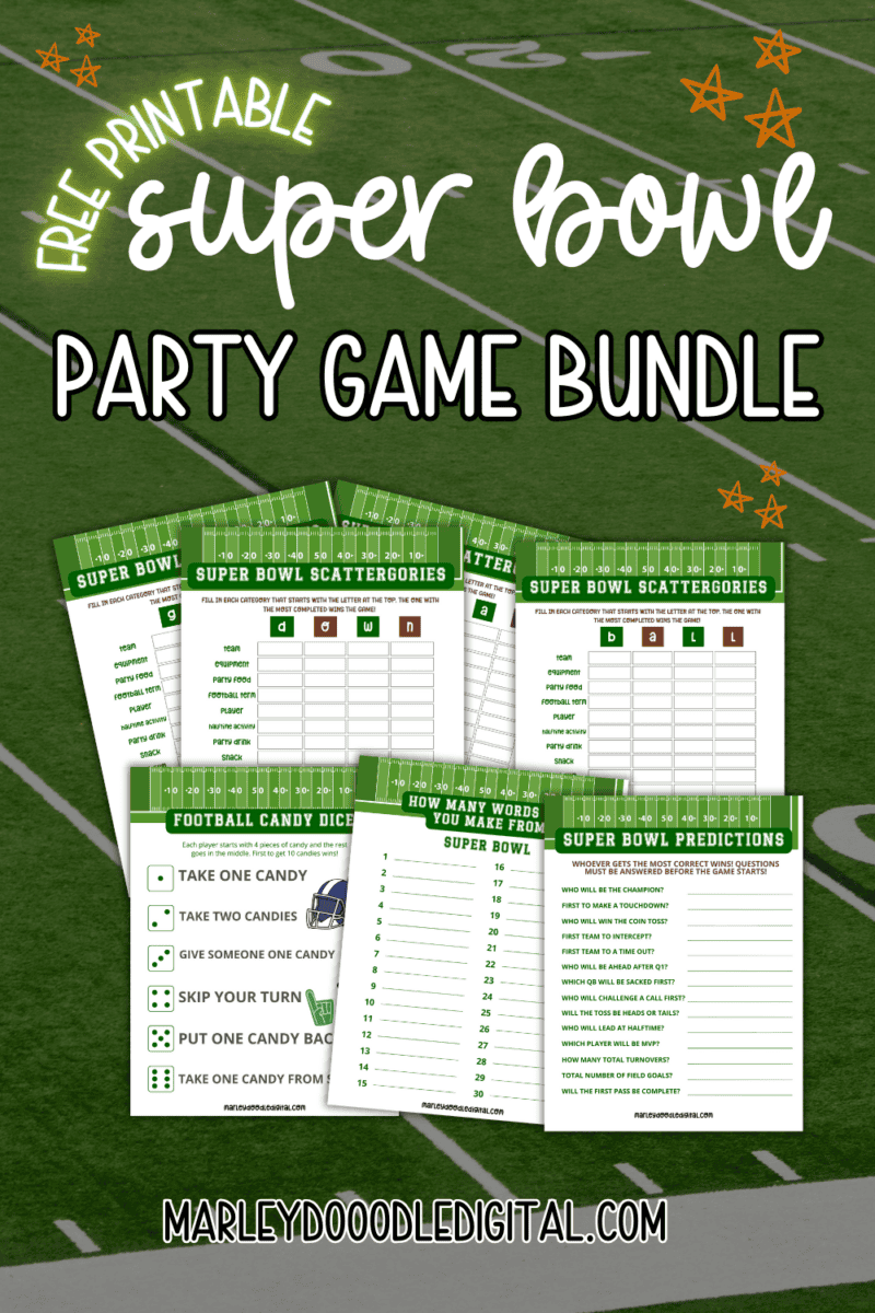 Super Bowl Party Game Bundle (Free Printables) - Marley Doodle Digital