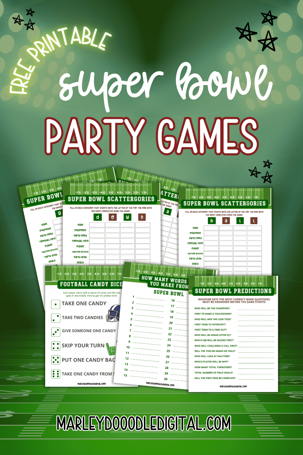 Super Bowl Party Game Bundle (Free Printables) - Marley Doodle Digital