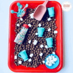 Hot Cocoa Sensory Bin (Easy Winter Toddler Idea!) - Marley Doodle Digital