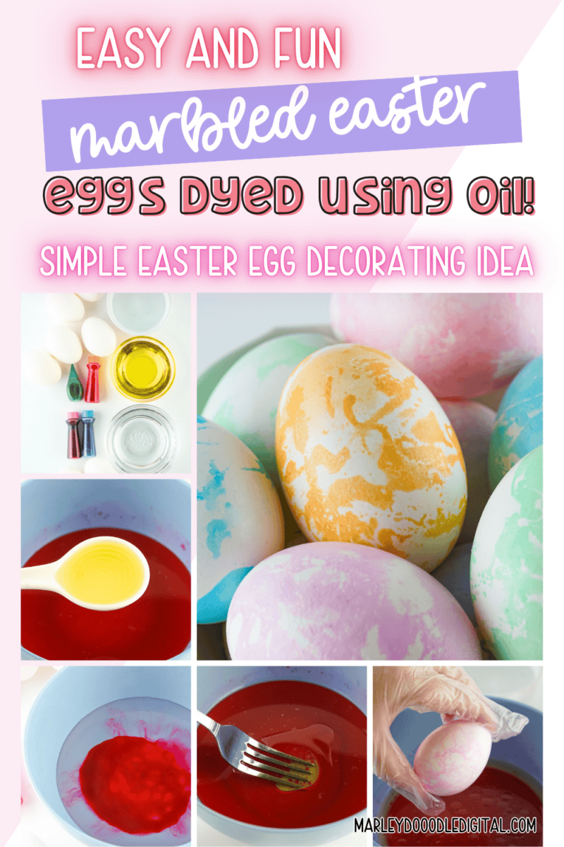 Perfectly Marbled Easter Eggs (Using Oil!) - Marley Doodle Digital