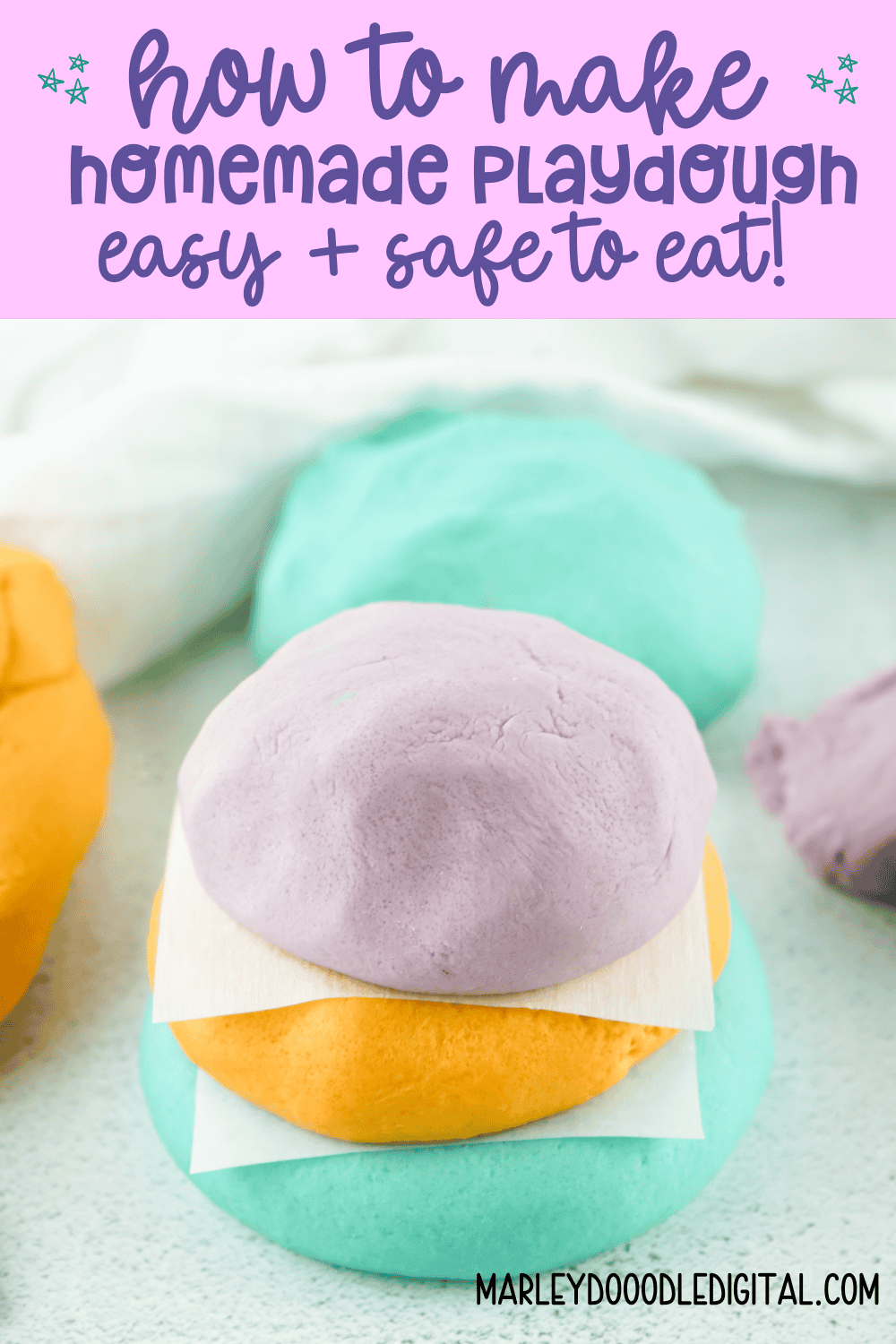 5 Ingredient Homemade Playdough (No Cook Recipe) - Marley Doodle Digital