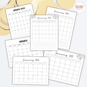 January Monthly Calendar Printables 2025 - Marley Doodle Digital