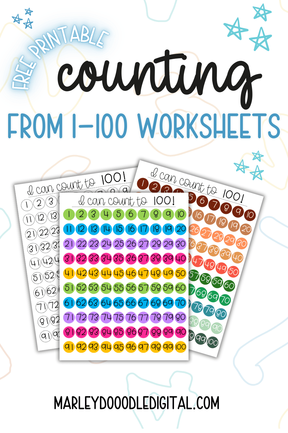 I Can Count to 100 Worksheets (3 to choose from!) - Marley Doodle Digital