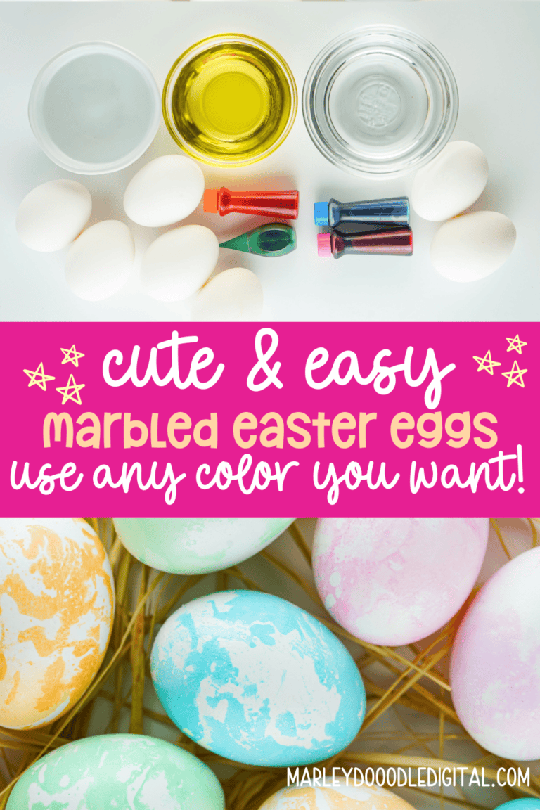 Perfectly Marbled Easter Eggs (Using Oil!) - Marley Doodle Digital