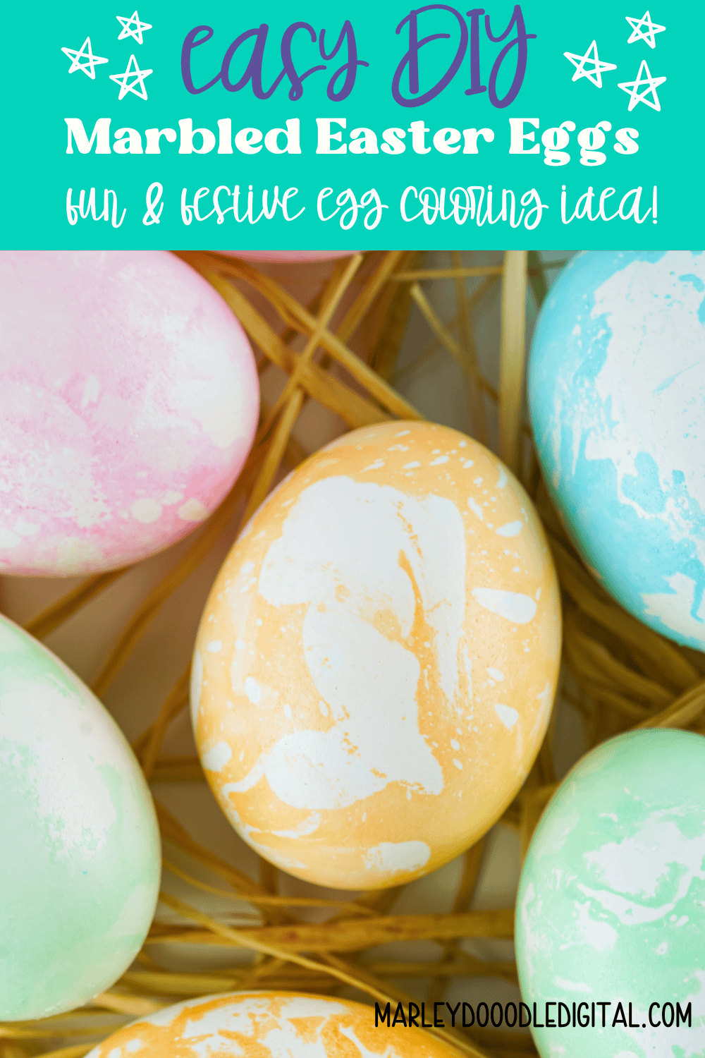 Perfectly Marbled Easter Eggs (Using Oil!) - Marley Doodle Digital