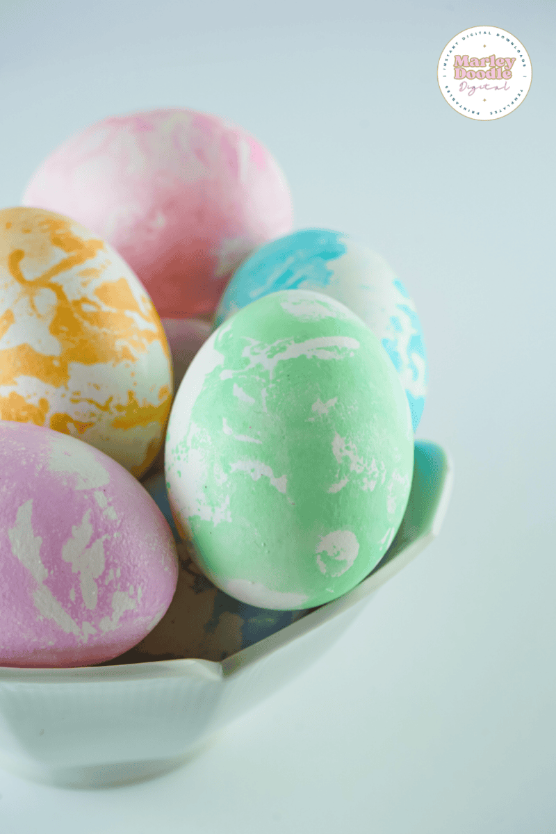 Perfectly Marbled Easter Eggs (Using Oil!) - Marley Doodle Digital