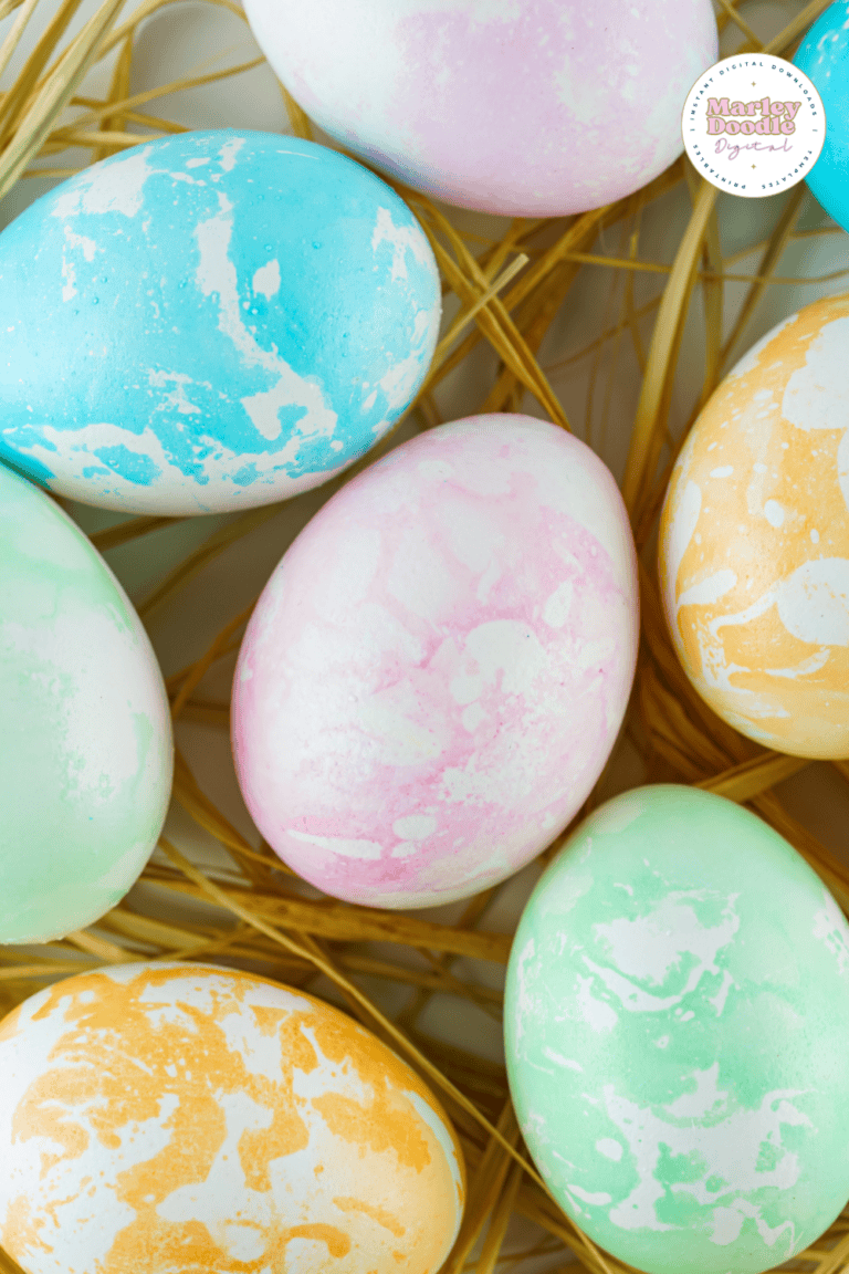 Perfectly Marbled Easter Eggs (Using Oil!) - Marley Doodle Digital
