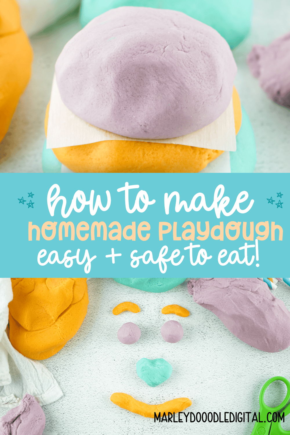 5 Ingredient Homemade Playdough (No Cook Recipe) - Marley Doodle Digital