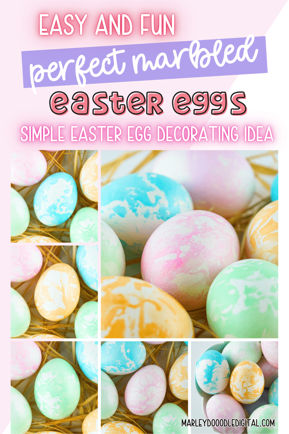 Perfectly Marbled Easter Eggs (Using Oil!) - Marley Doodle Digital