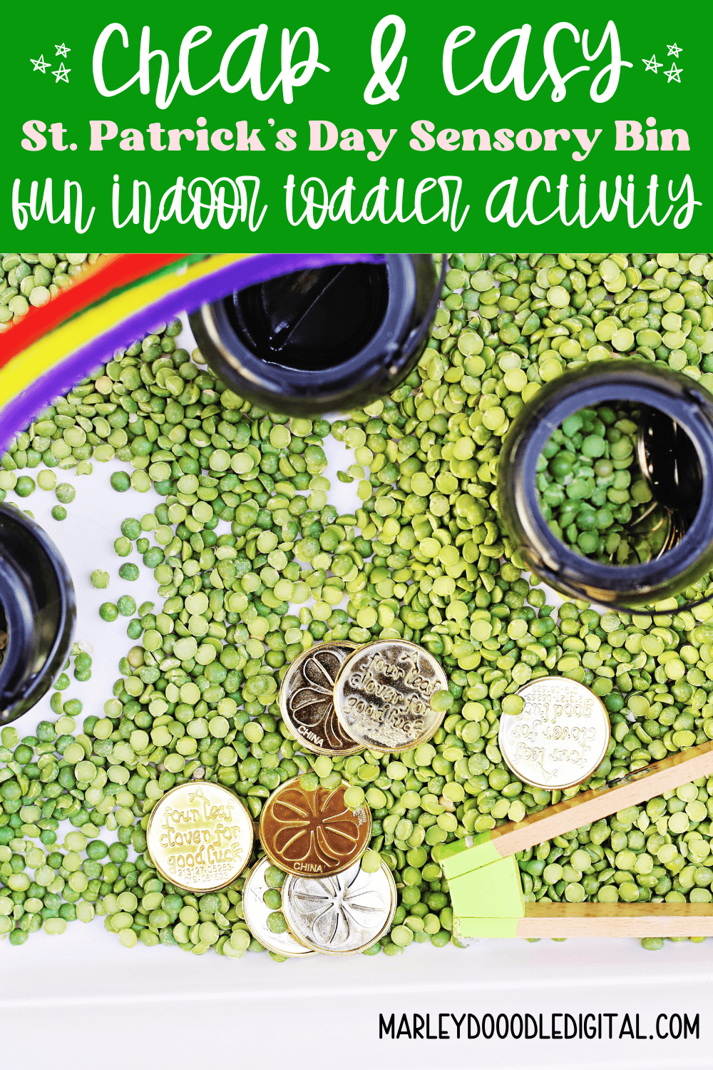 St. Patrick's Day Sensory Bin (Searching for Gold!) - Marley Doodle Digital