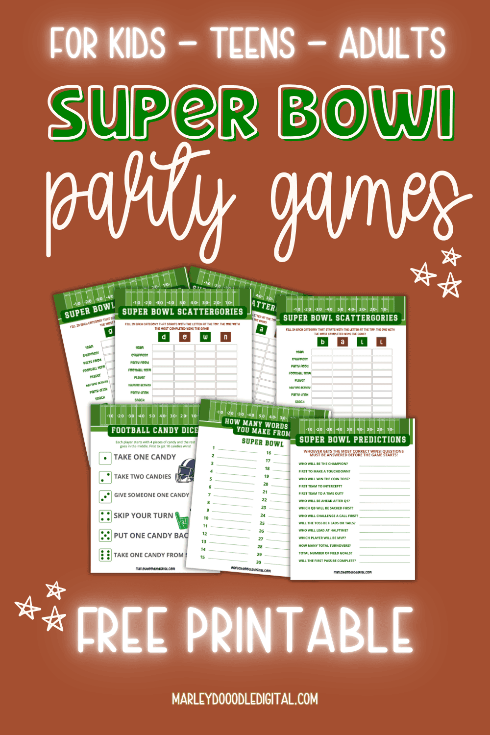 Super Bowl Party Game Bundle (Free Printables) - Marley Doodle Digital