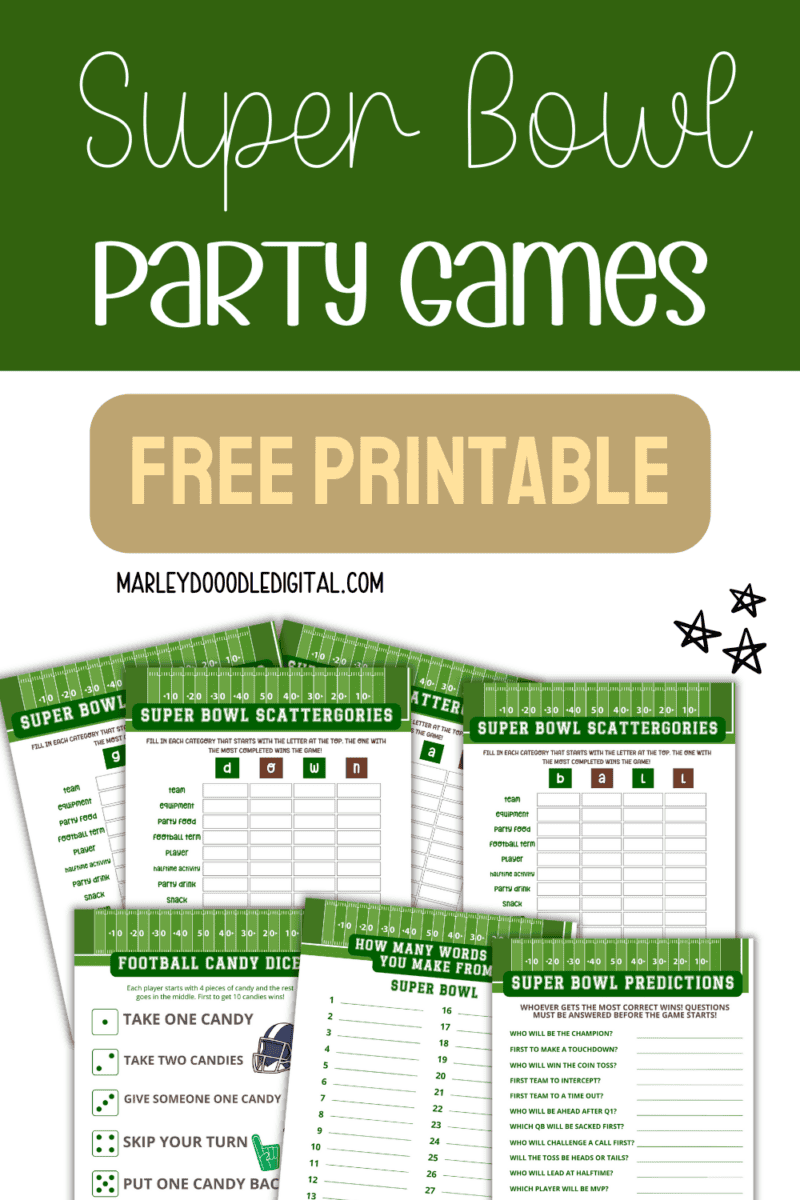 Super Bowl Party Game Bundle (Free Printables) - Marley Doodle Digital