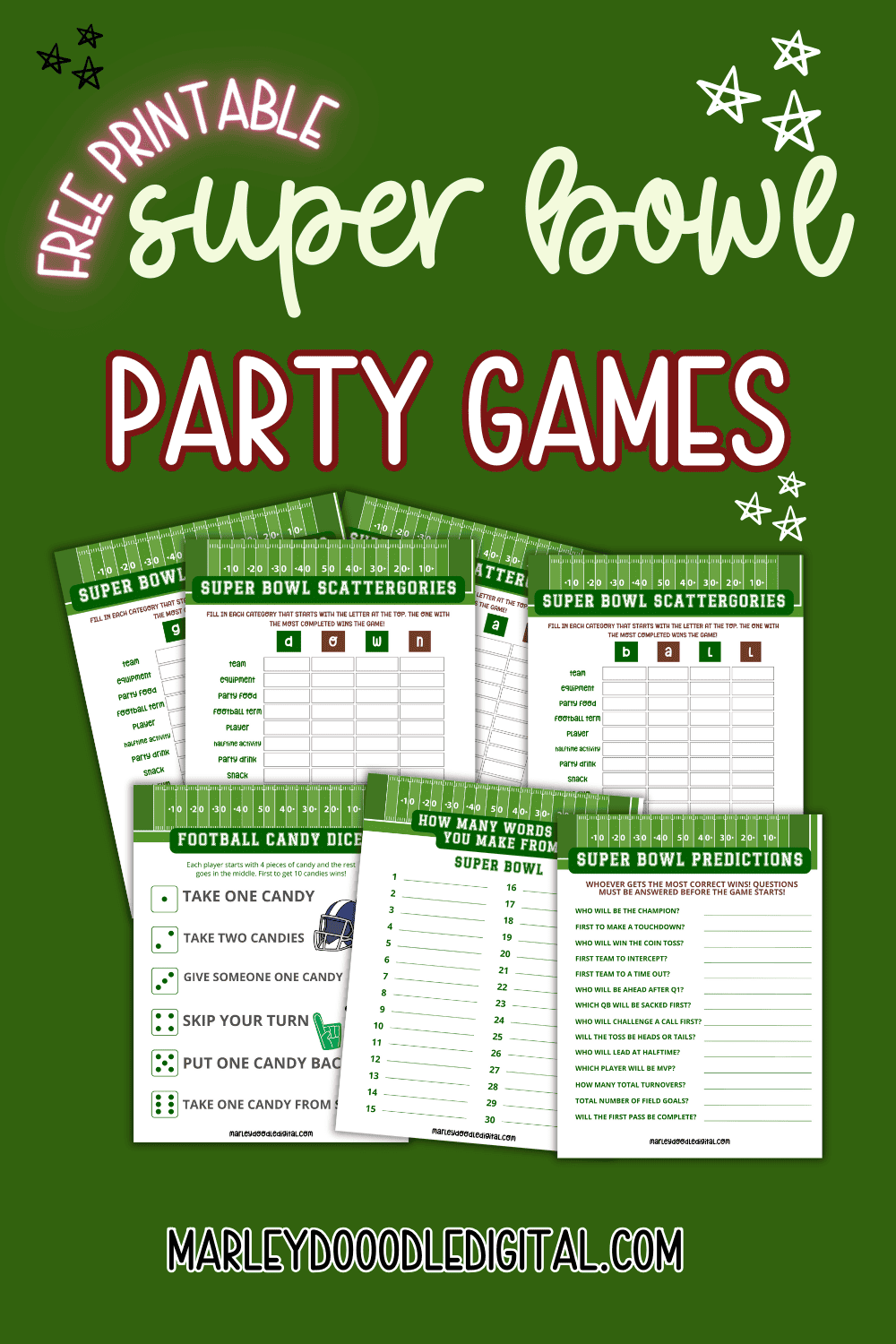 Super Bowl Party Game Bundle (Free Printables) - Marley Doodle Digital