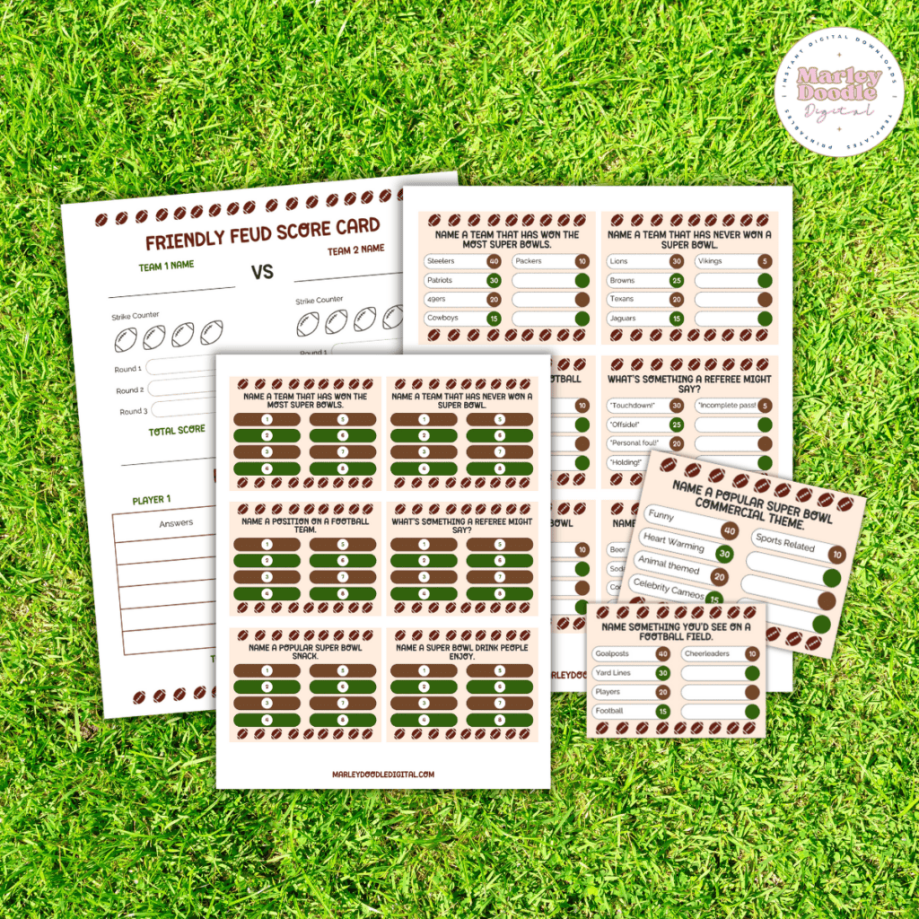 Super Bowl Party Game Bundle (Free Printables) - Marley Doodle Digital