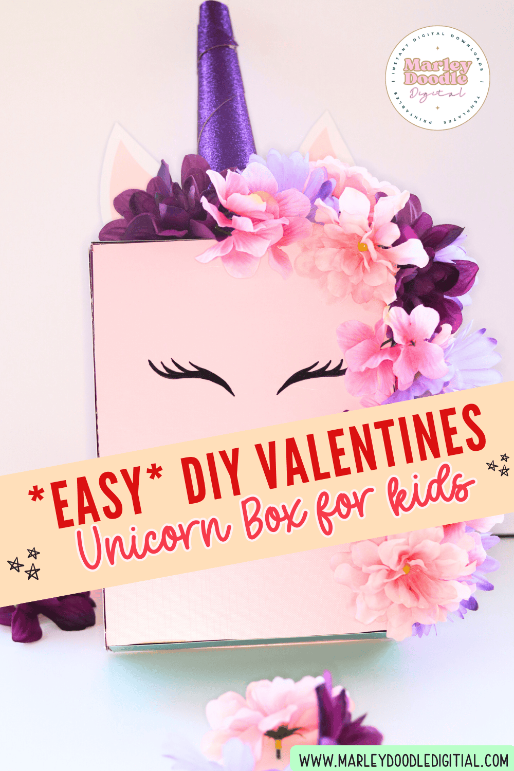 DIY Dollar Tree Unicorn Valentine Box - Marley Doodle Digital