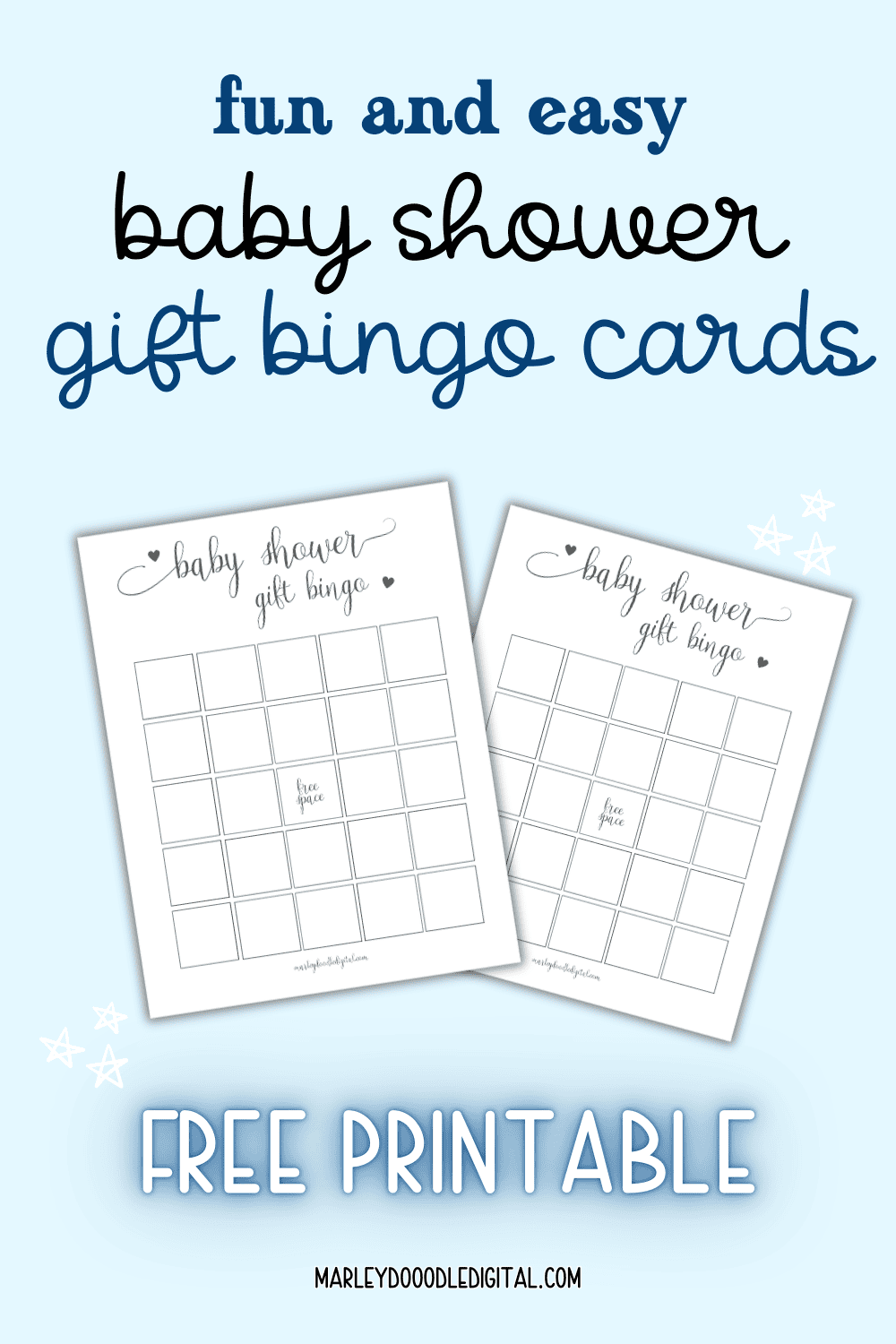 Free Printable Baby Shower Gift Bingo Game - Marley Doodle Digital